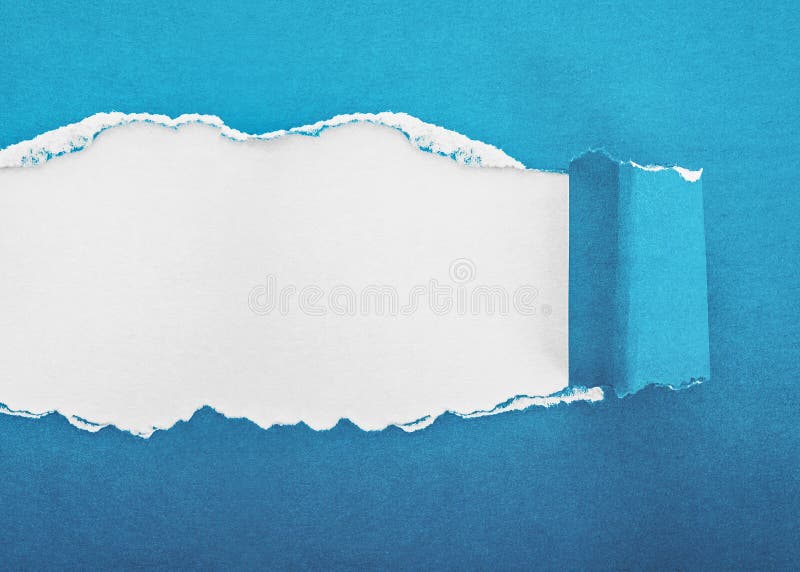 Tear of blue paper stock image. Image of blue, note - 123747921