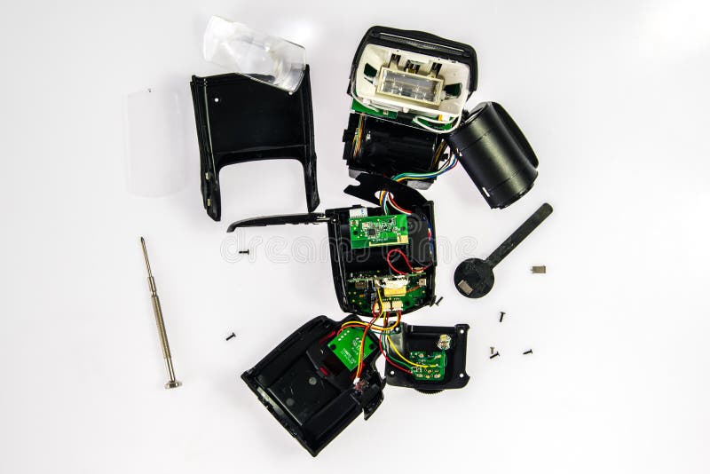 Tear Down of Flash for Repair Stock Image - Image of camera, repair ...