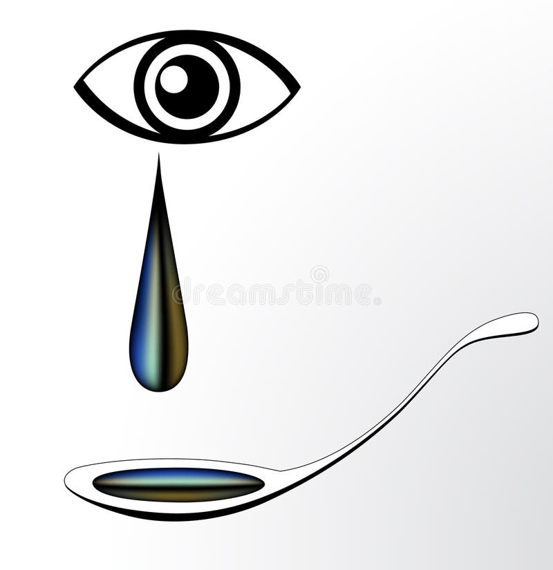 Tear drips in a spoon stock illustration. Illustration of design - 10138732