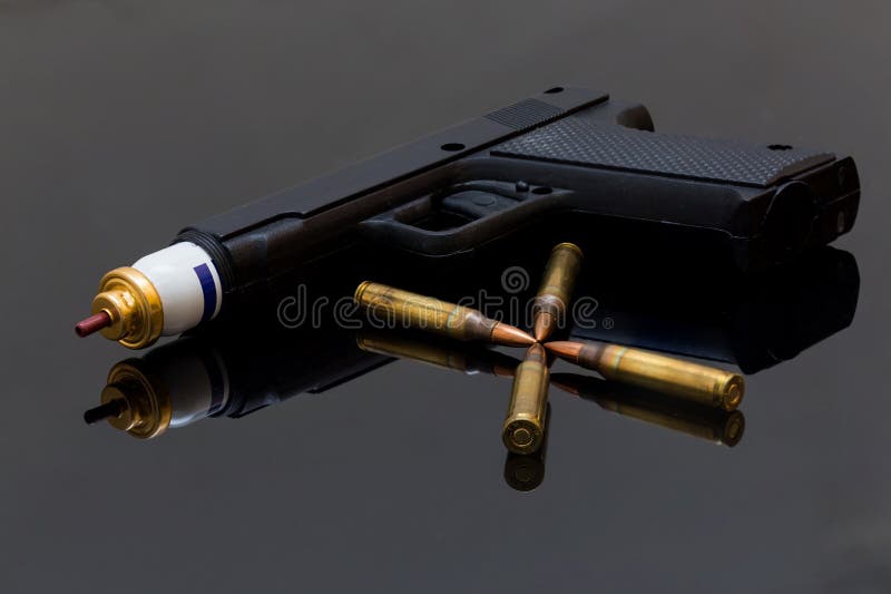 Tear Gas Pistol and Rifle Bullets Stock Image - Image of policeman ...