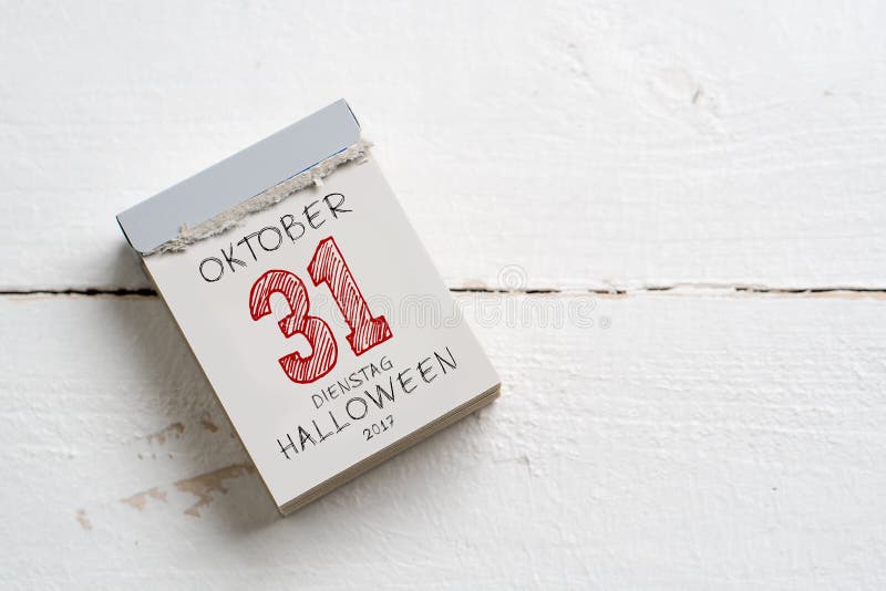 Tear-off Calendar with October 31st, Date of Halloween, on Top Stock ...