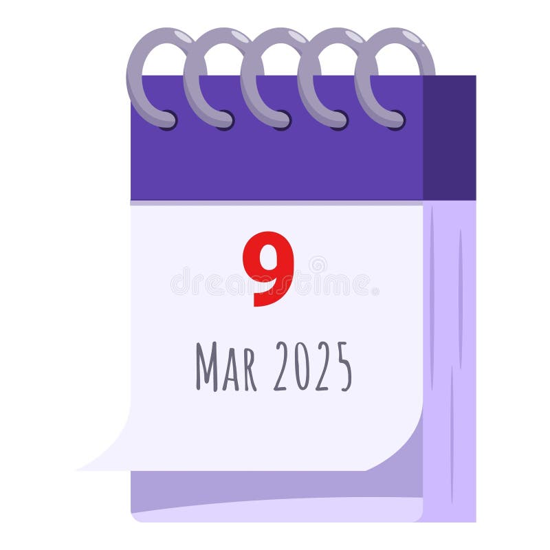 Tear Off Calendar Page Showing 9 March 2025 Stock Illustration ...