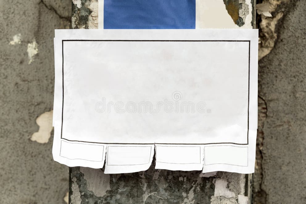 Tear Off Paper Notice, Blank Ad on the Pole. Blank Paper-note ...