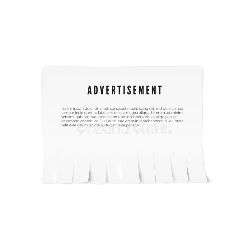 Tear-off Paper Template with Advertisement Text. Vector Illustration ...