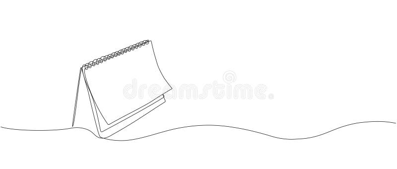 Tear-off Sheet Calendar with Continuous Line Art. Time Planner in a ...