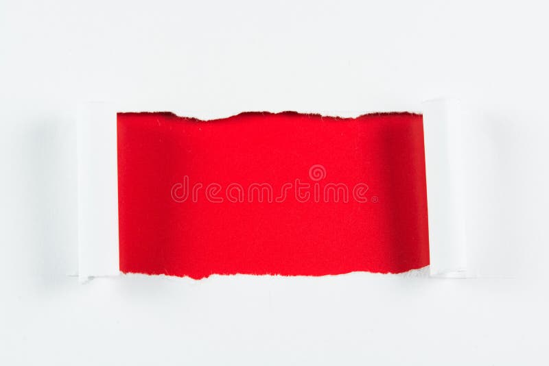 Tear Red Paper Pieces of Paper on White Stock Image - Image of torn ...