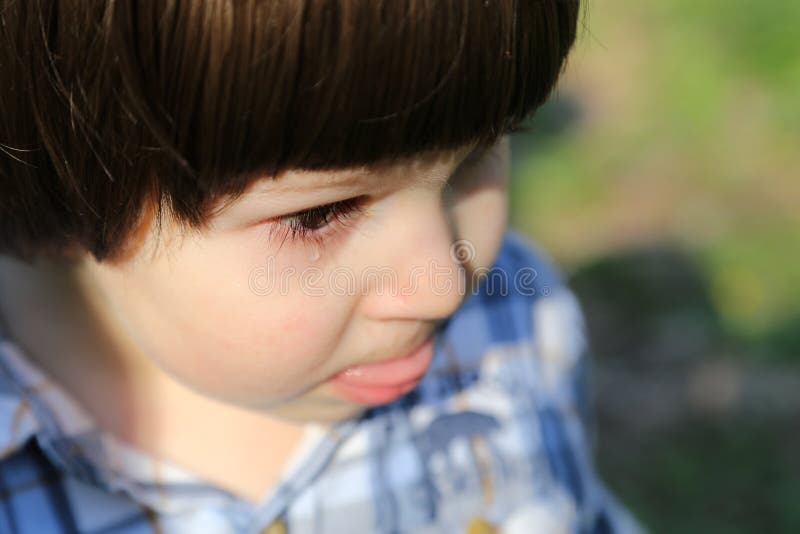 Crying boy tear stock image. Image of hair, showing, closeup - 39402499