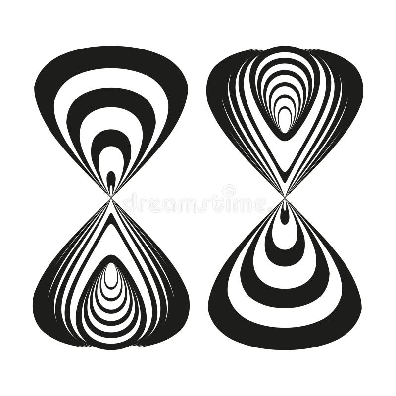 Teardrop Loop Shapes. Hourglass Illusion Design. Black Vector Symmetry ...