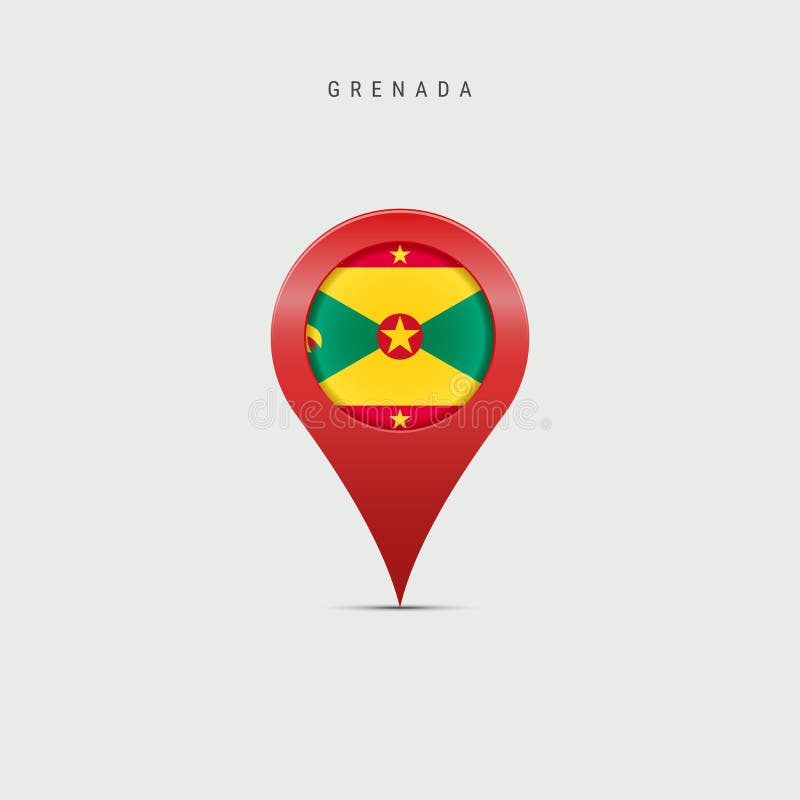 Teardrop Map Marker with Flag of Grenada. 3D Vector Illustration Stock ...