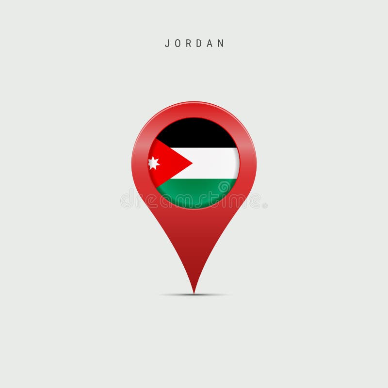 Teardrop Map Marker with Flag of Jordan. 3D Vector Illustration Stock ...