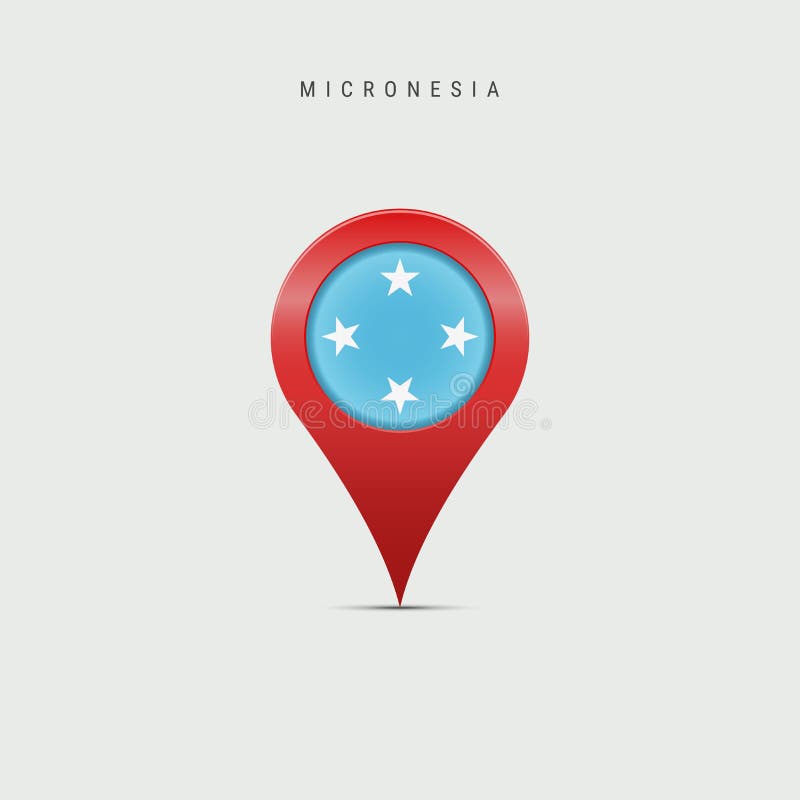 Teardrop Map Marker with Flag of Micronesia. 3D Vector Illustration ...