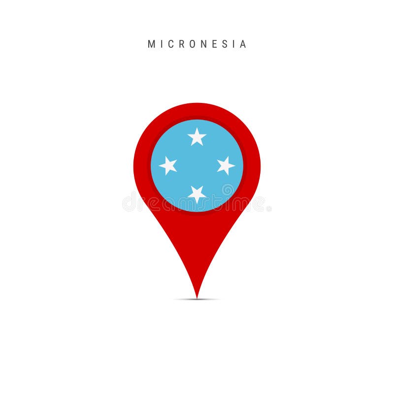 Teardrop Map Marker With Flag Of Micronesia Flat Vector Illustration