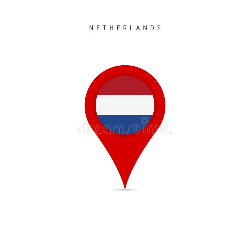 Teardrop Map Marker With Flag Of Netherlands Flat Vector Illustration