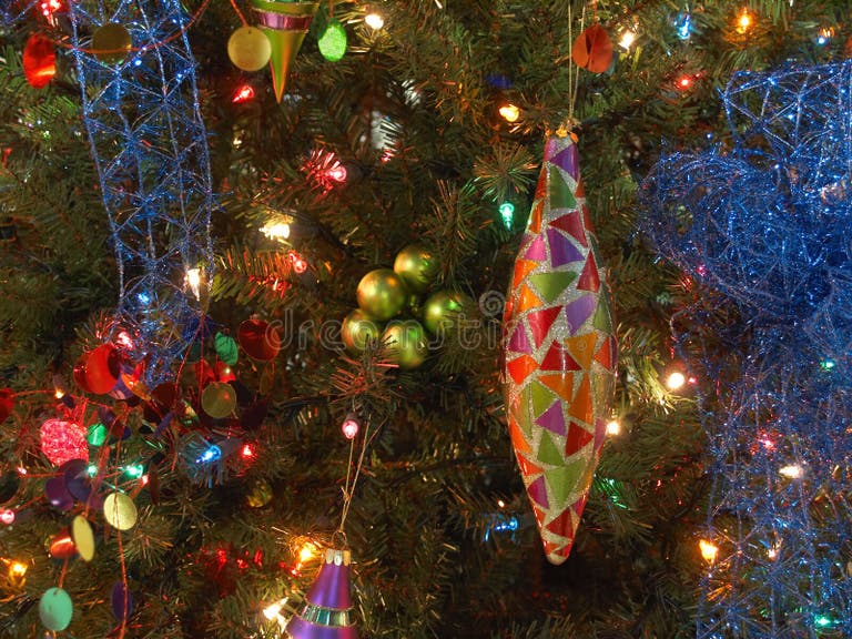 Teardrop ornament on tree stock image. Image of lights - 1523157