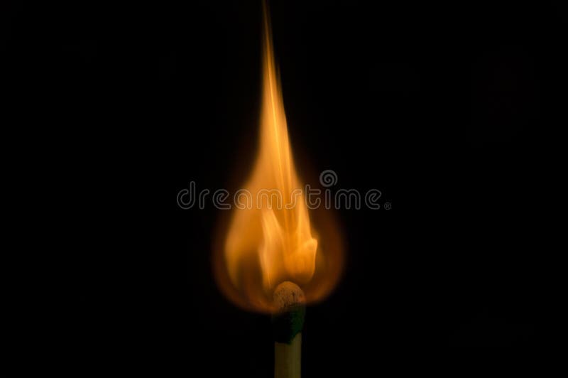 Teardrop Shaped Flame on Tip of Match Being Lit Stock Image - Image of ...