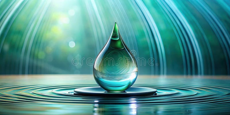 A Teardrop-shaped Glass Object Rests on a Calm, Rippling Surface ...