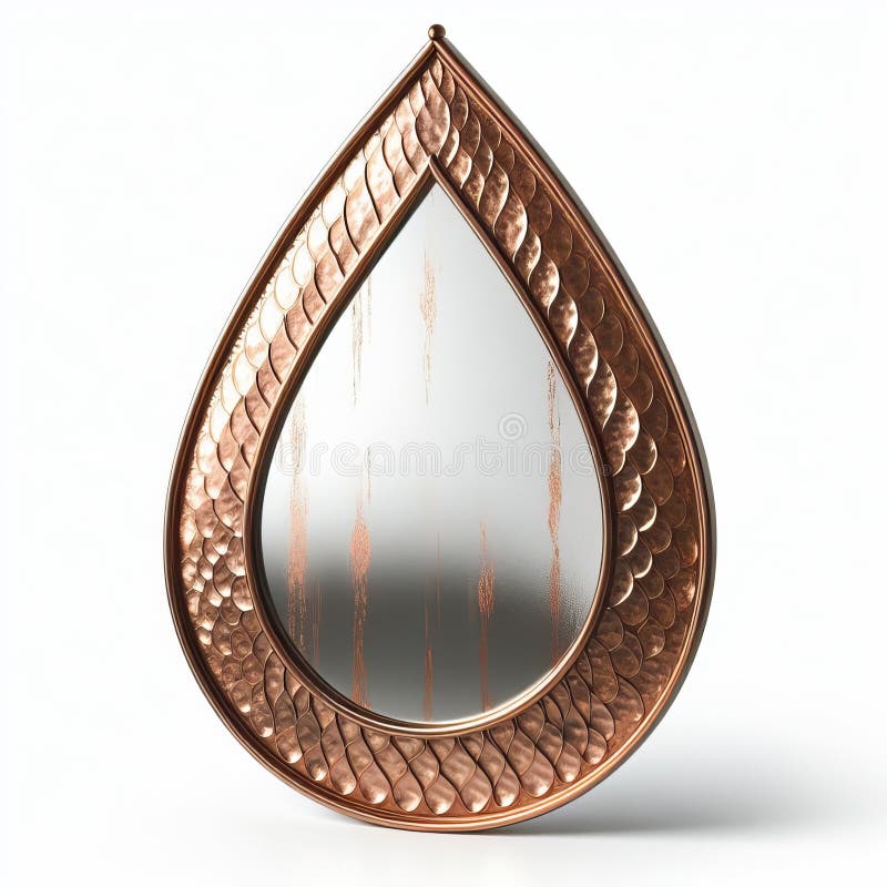 Teardrop Shaped Mirror with a Distressed Copper Frame and Hamer Stock ...