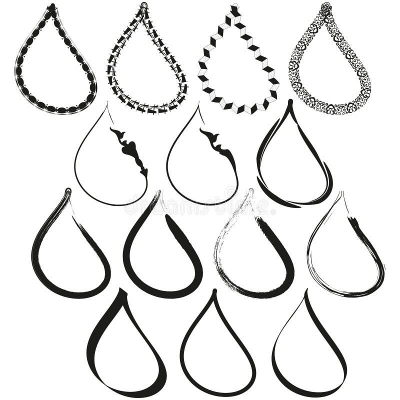 Teardrop Shapes Set. Decorative Vector Elements. Abstract Black Design ...