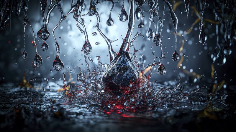 Teardrop Water Splashing on Surface Abstract Patterns Dark Environment ...