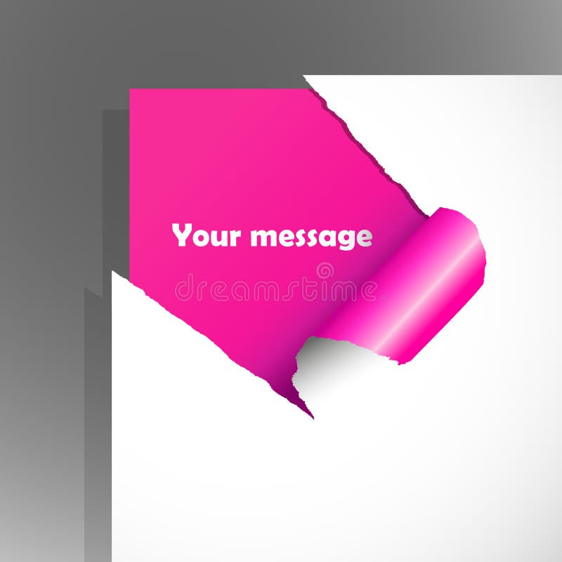 Teared Pink Paper with Text. Stock Vector - Illustration of notebook ...