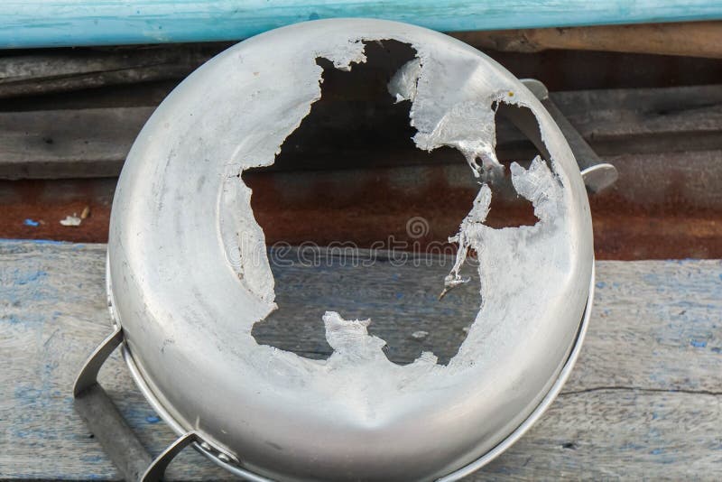 Tearing and Broken Steel Kitchen Pot Stock Photo - Image of eating ...