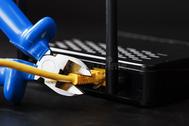 Cutting internet cable stock image. Image of cable, link - 24337943
