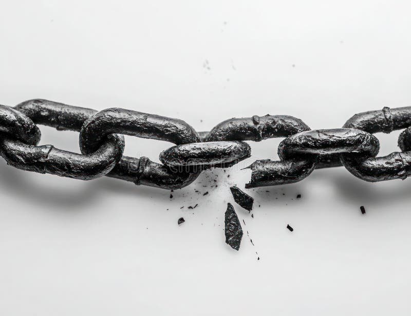 A Tearing Metal Chain, Highlighted on a White Background. a Graphic ...