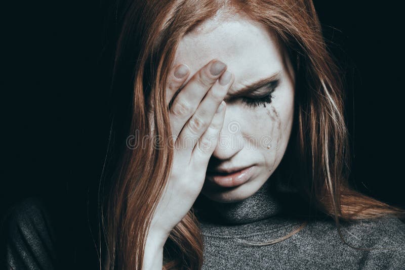 Tears Falling Down Girl`s Cheek Stock Photo - Image of innocent ...