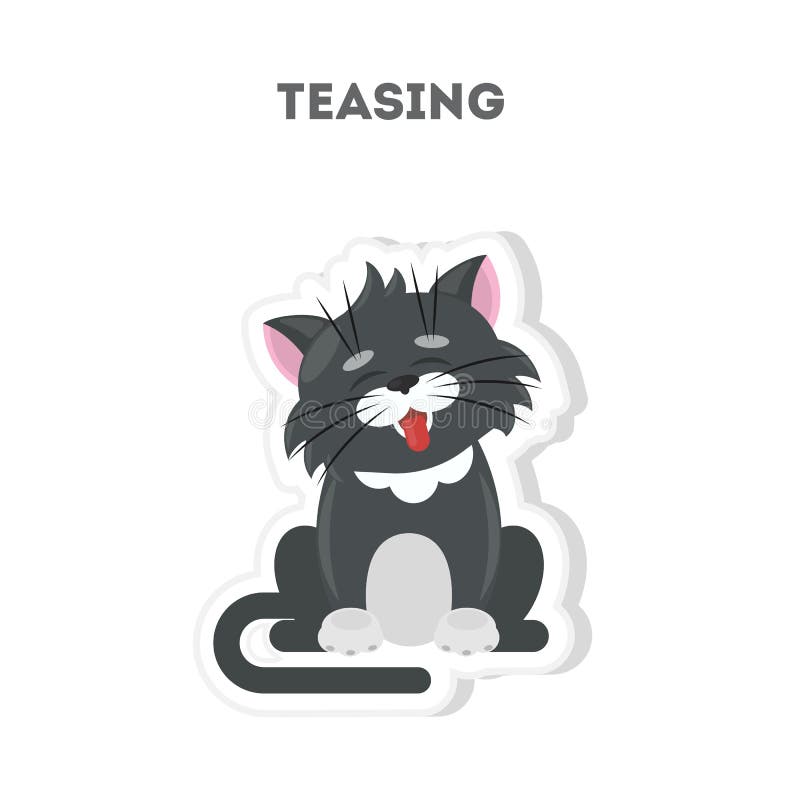 Teasing cat sticker. stock vector. Illustration of people - 90228126