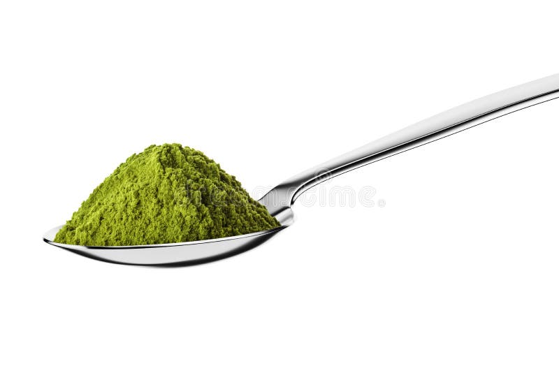 Teaspoon with Green Matcha Tea Powder Isolated on White Stock Image ...