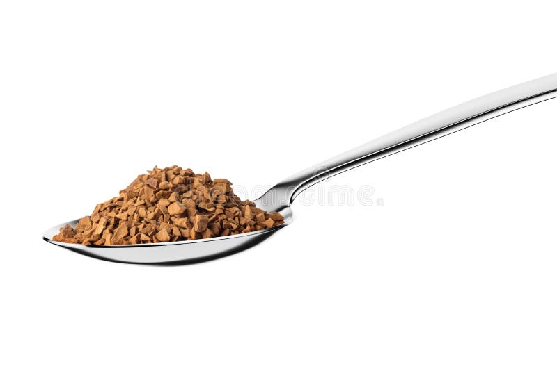 Teaspoon with Instant Granulated Coffee Isolated on White Stock Photo ...