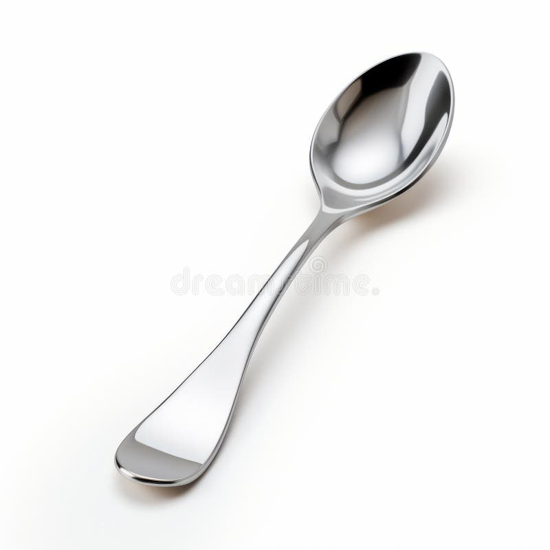 Silver Spoon on White Background: a Vray Tracing Inspired Artwork Stock ...