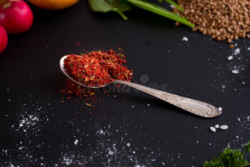 Teaspoon red spice stock photo. Image of surrounded, teaspoon - 70463048