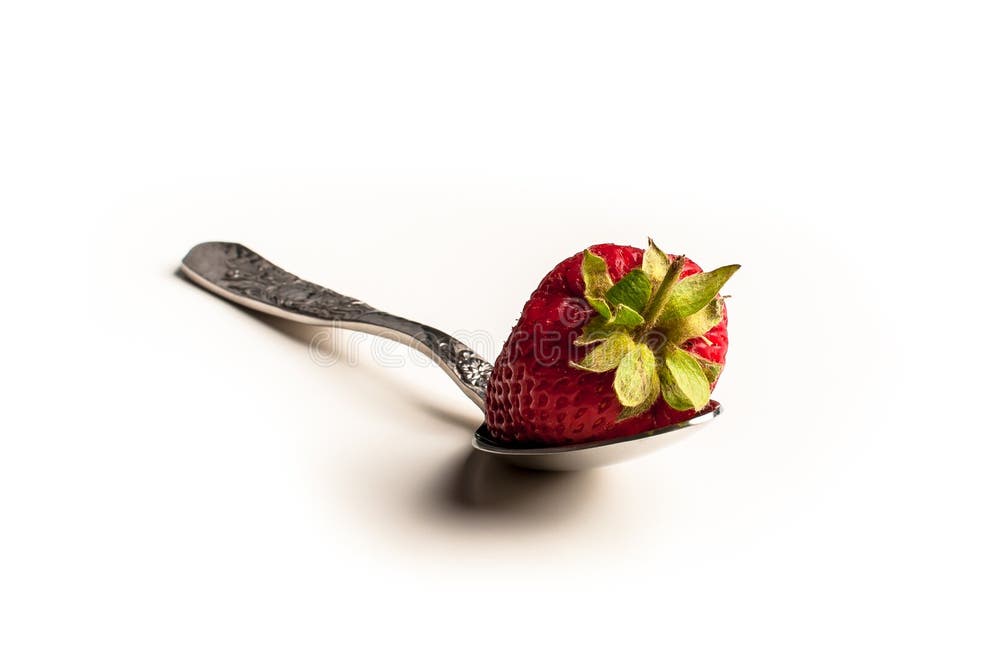 Teaspoon strawberry stock photo. Image of colorful, angle - 55301078
