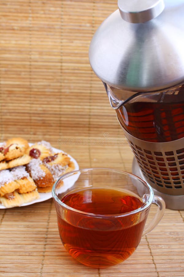 Teatime: Cup of Tea, Teapot and Cookies Stock Image - Image of cookie ...