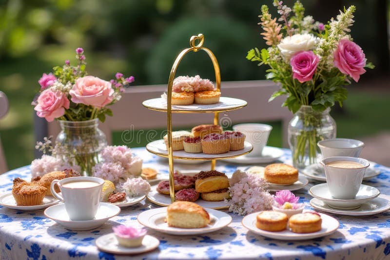 Teatime Delight stock illustration. Illustration of floral - 376825256