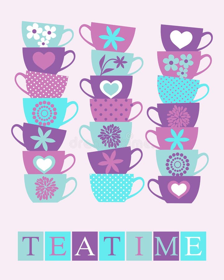 Tea time template stock vector. Illustration of cute - 89053907