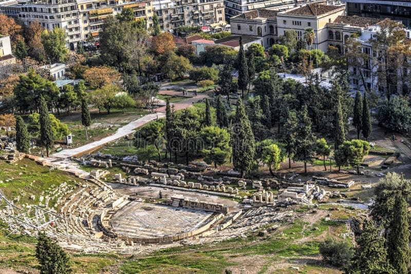 Teatro De Dionysus Em Atenas Imagem de Stock - Imagem de curso, cena ...