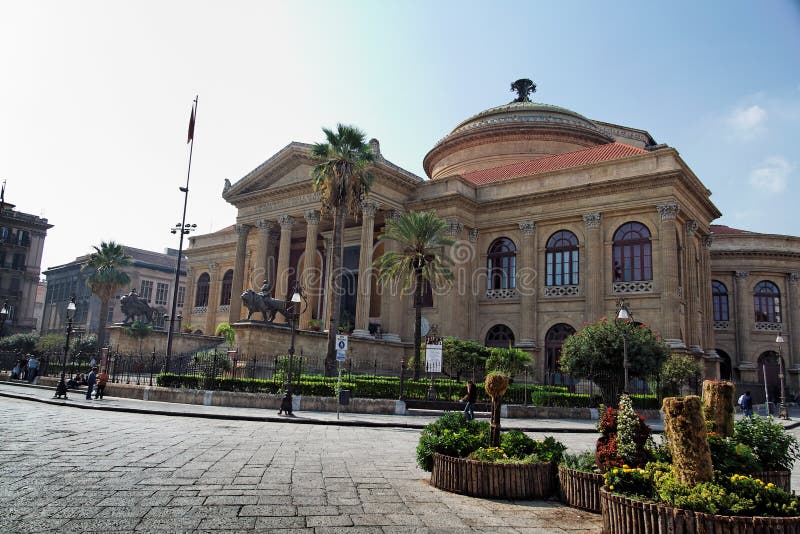 Teatro Massimo Palermo stock photo. Image of europe, flag - 6244818
