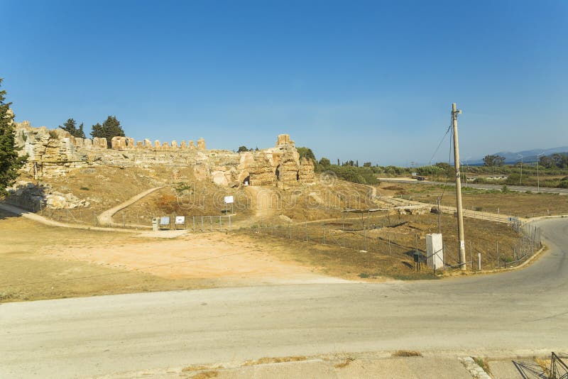 Teatro Romano Antigo Em Nikopolis Preveza Greece Foto de Stock - Imagem ...