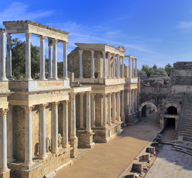 Teatro Romano, Merida, Estremadura, Spagna Immagine Stock - Immagine di ...