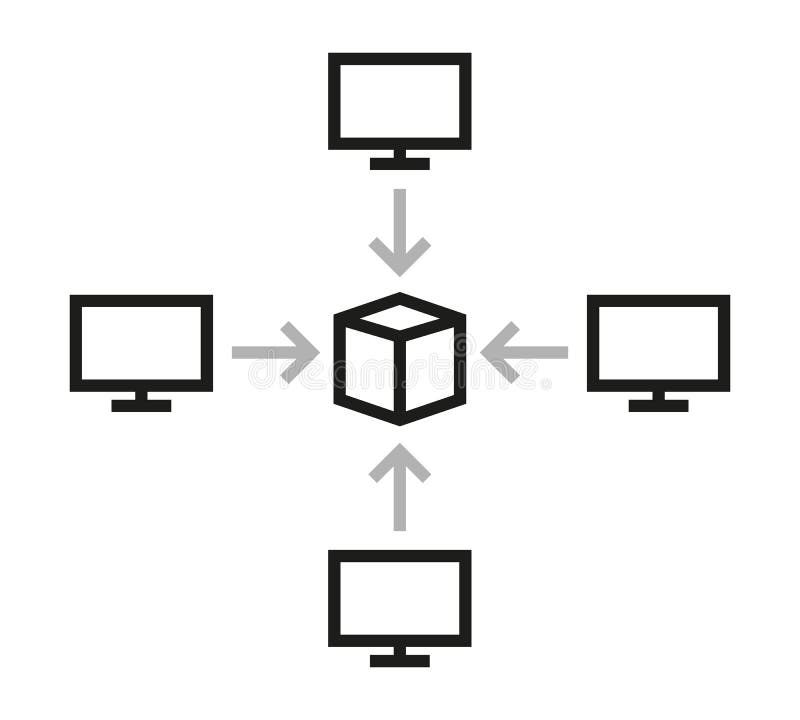 Blockchain Computer System Connect Cube Icon Design Vector Illustration ...