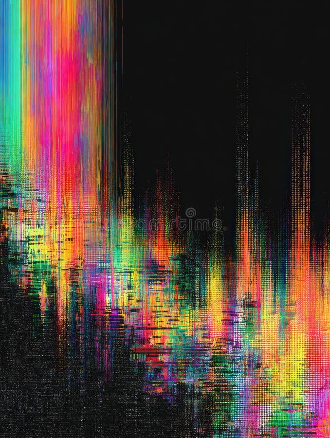 Tech Abstract Wallpaper with Blended Error Words in Vibrant Pixels Against a Dark Background ...