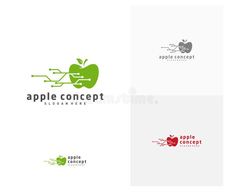 Tech Apple Logo Design Vector Template, Fruits Apple Icon Symbol Stock ...