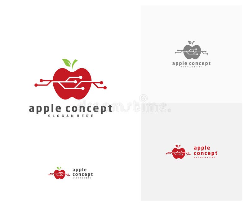 Tech Apple Logo Design Vector Template, Fruits Apple Icon Symbol Stock ...