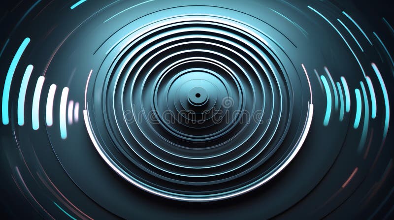 Tech Audio Waveform Visualization with Neon Rings and Layered Blur ...