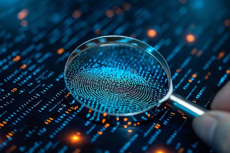 Fingerprint Magnifying Glass Binary Code Security Stock Illustrations – 73 Fingerprint ...