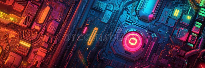 A Tech Background with Blue and Green Glowing Digital Circuitry and ...