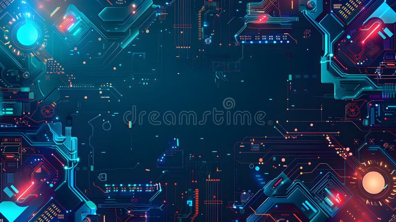 Tech Background Illustration with Circuit Boards and Digital Elements ...