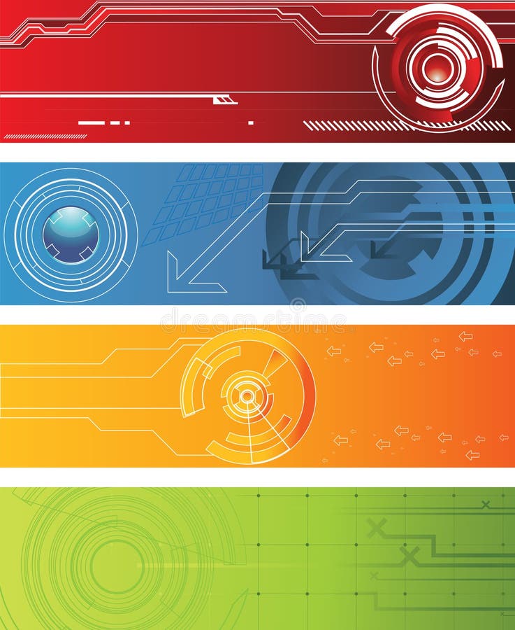 Tech banner stock vector. Illustration of curl, black - 8080992